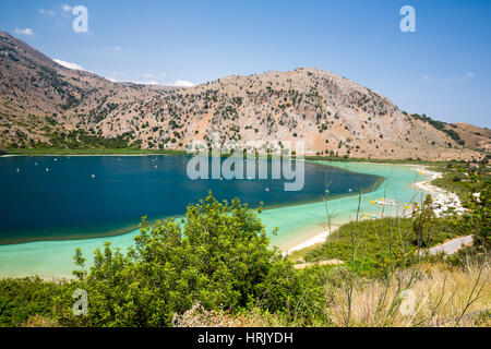 Beach in village Kavros in Crete island, Greece. Magical turquoise ...