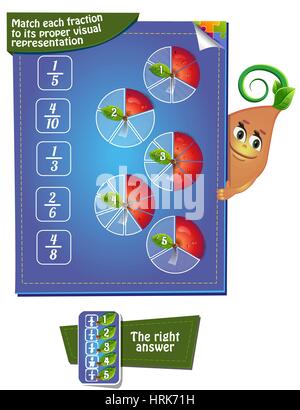 A math fraction worksheet illustration Stock Vector Art & Illustration ...