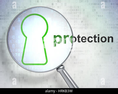 Safety concept: Keyhole with optical glass on digital background Stock ...
