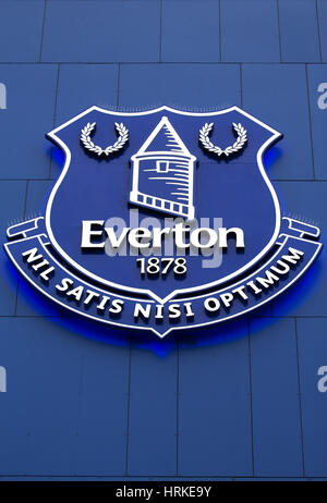 Everton Football Club crest on display on the exterior of Goodison ...