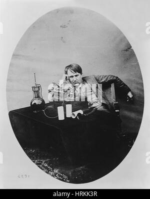 Quadruplex telegraph invented by Thomas Alva Edison (1847-1931) in ...