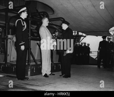 Winston Churchill and Franklin D. Roosevelt at the Atlantic Charter ...