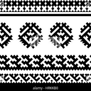 White Native or Tribe Seamless Pattern on Blue Background in Symmetry ...