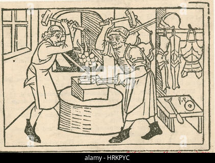 Blacksmiths, Medieval Tradesmen Stock Photo - Alamy