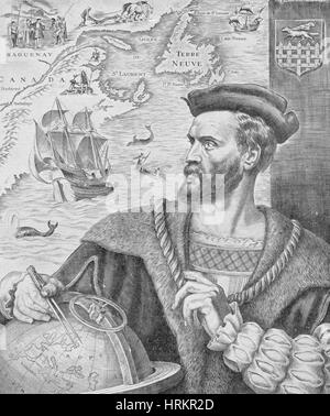 Portrait of Jacques Cartier (1491-1557) a French explorer, who claimed ...