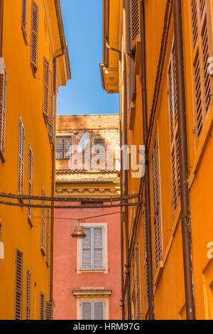 Architecture of the colorful buildings of Modena in Italy Stock Photo ...