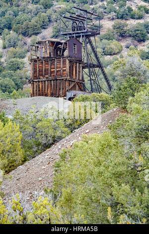 Mining equipment, Kelly Mine (zinc), Kelly ghost town, near Magdalena ...