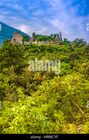 The medieval ruins of Penede Castle. Nago Torbole, Trentino, Italy ...