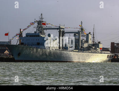 The Chinese Naval replenishment ship Chaohu passes the Round Tower as ...