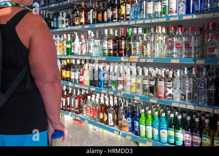 Duty free alcohol spirits booze on sale air side Gatwick airport London ...