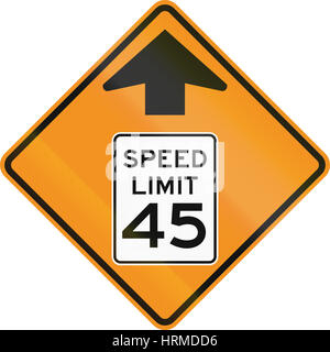 Temporary speed limit ahead sign Stock Photo - Alamy