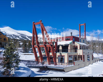 USA, Colorado, Breckenridge, The Dredge restaurant, winter Stock Photo ...