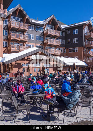 Afternoon outside the T-Bar, Peak 8 base area, winter, Breckenridge Ski ...