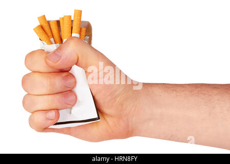 stop smoking fist with crushed pack of cigarettes Stock Photo - Alamy