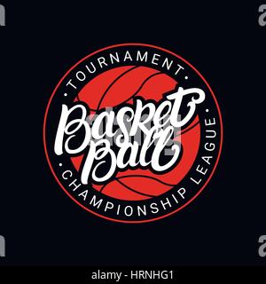 Basketball hand written lettering logo, emblem, label, badge. Isolated ...