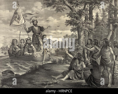 Christopher Columbus Landing in New World, 1492 Stock Photo - Alamy
