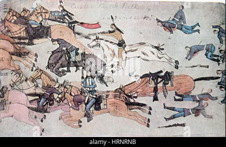 Custer's Last Stand, 1876, Battle of the Little Bighorn, painting by ...