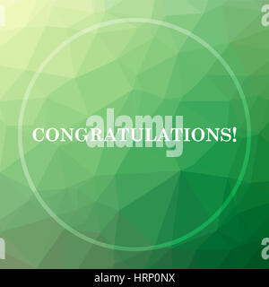 Congratulations icon. Congratulations website button on low poly background Stock Photo - Alamy