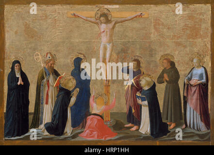 The Crucifixion with Saint Dominic by Fra Angelico fresco 15th Century ...