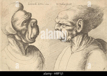 Two Deformed Heads by Wenceslaus Hollar Stock Photo - Alamy