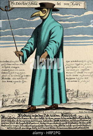 Plague doctor from 17th century, woodcut, historical engraving, 1880 ...