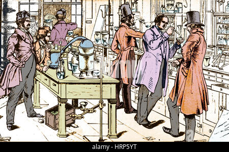 German chemist Justus von Liebig's (1803-1873) laboratory at University ...