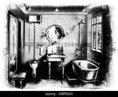 Flush Toilet with Elevated Water Tank, 1895 Stock Photo - Alamy