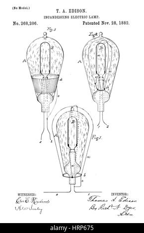 Edison Incandescent Electric Lamp Patent, 1882 Stock Photo - Alamy