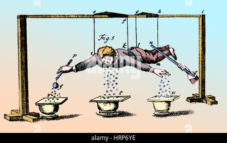 Gray's "Flying Boy" Electrical Conduction, 1730s Stock Photo - Alamy