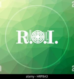 ROI icon. ROI website button on green low poly background Stock Photo ...