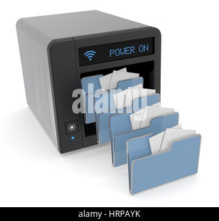 Computer folder icon with NAS, network-attached storage. 3D rendering ...