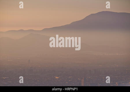 Air pollution in Santiago de Chile view from Andes mountains,Chile ...