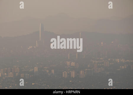 Air pollution in Santiago de Chile view from Andes mountains,Chile ...