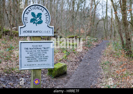 National Trust sign: Coppice Wood, Derbyshire Stock Photo - Alamy