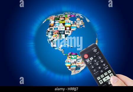 Television broadcast multimedia world map abstract composition Stock ...