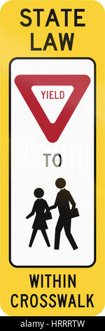 United States MUTCD crosswalk road sign - Yield to pedestrians Stock ...