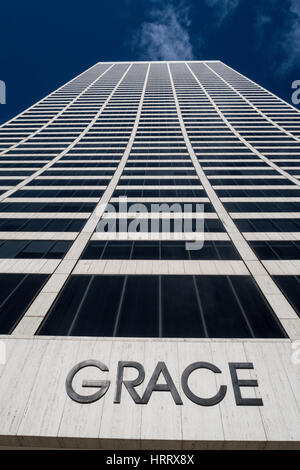 Grace Building at 42nd Street, Manhattan, New York, USA. Iconic sloping ...