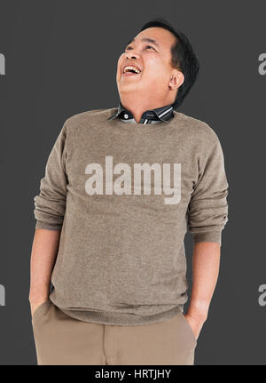 Asian Man Lean Back Laughing Concept Stock Photo - Alamy