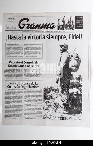 Cuban newspapers front page on the day Fidel Castro death was announced ...