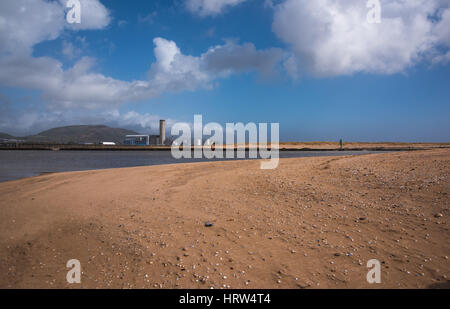 Baglan Bay Power Station from Crymlyn Burrows near Swansea, South Wales ...