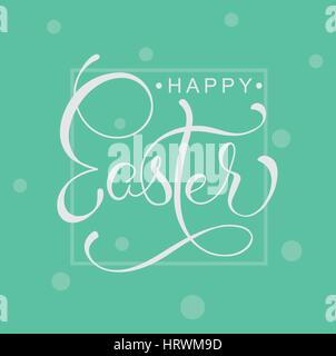 happy easter frame with handmade font and flowers Stock Vector Image ...