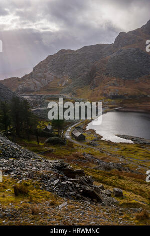 Abandoned Slate Quarry above Blaenau Ffestiniog from the path to Knicht ...