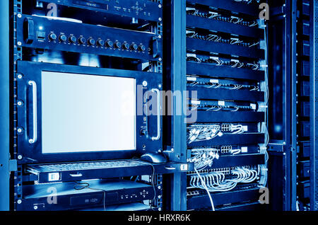 Rackmount LED console in server room data center Stock Photo - Alamy