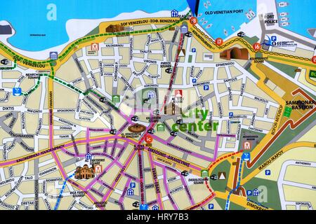 Tourist map of Crete, Greece Stock Photo - Alamy