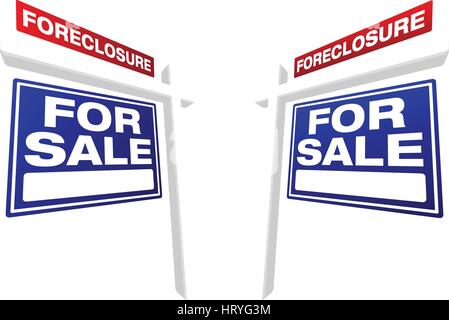 Pair of Foreclosure For Sale Real Estate Signs In Perspective Stock ...