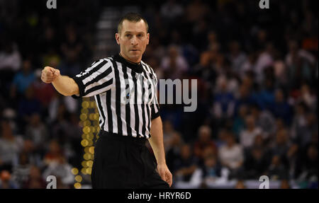 CONWAY, SC - MARCH 05: Referee Eric Brewton prepares for play to ...