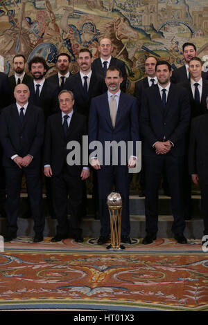 Real Madrid Sergio Llull, Jaycee Carroll and Luka Doncic during Liga ...