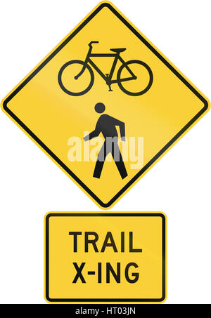 Trail crossing warning sign Stock Photo - Alamy