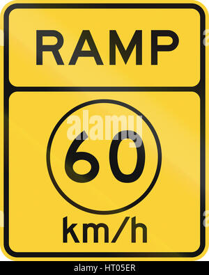 Advisory ramp speed warning sign Stock Photo - Alamy
