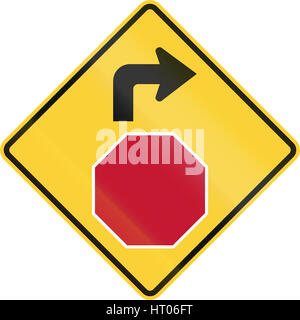 United States non-MUTCD-compliant road sign - Stop ahead Stock Photo ...